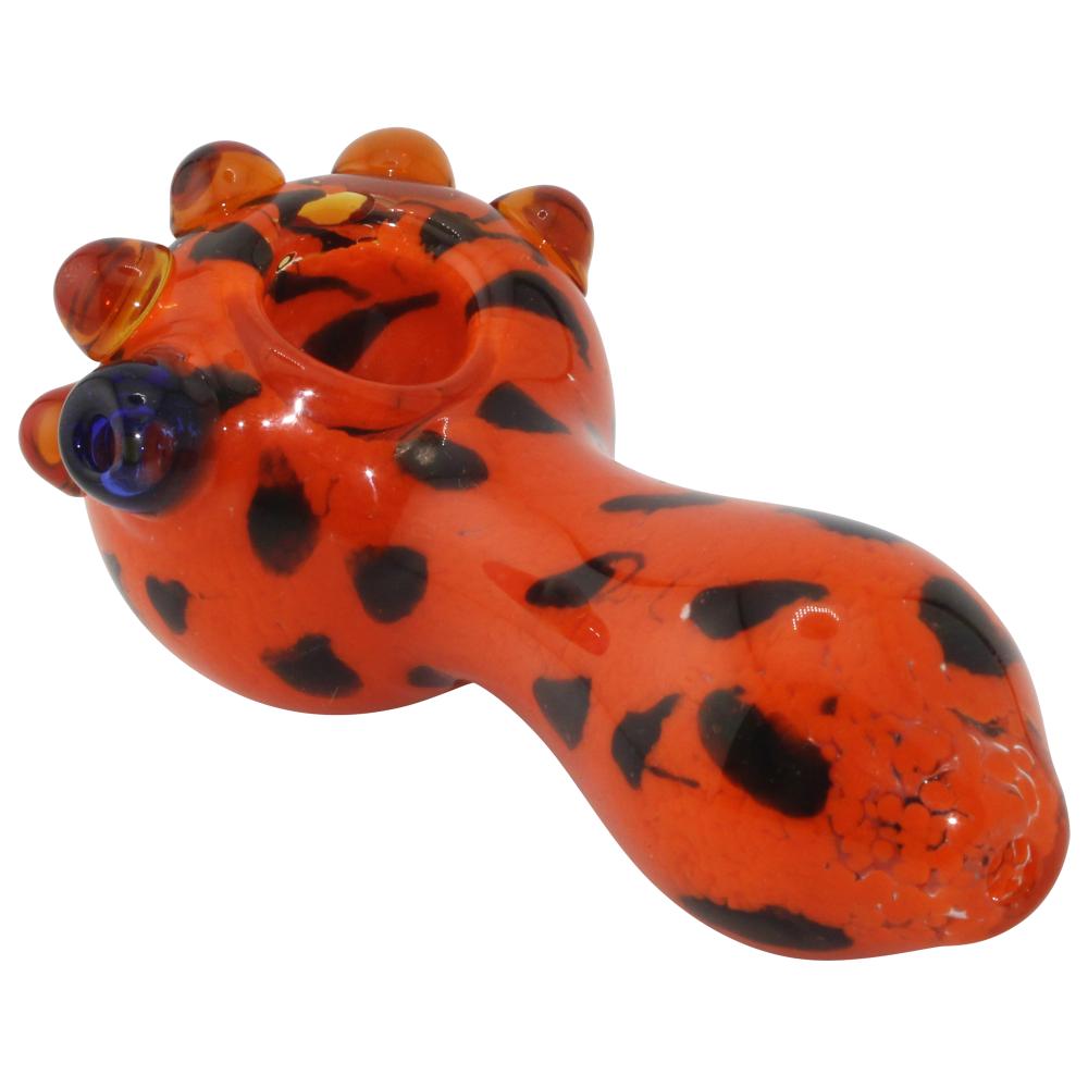 Cheetah Burn Glass Hand Pipe-Orange | BoBo